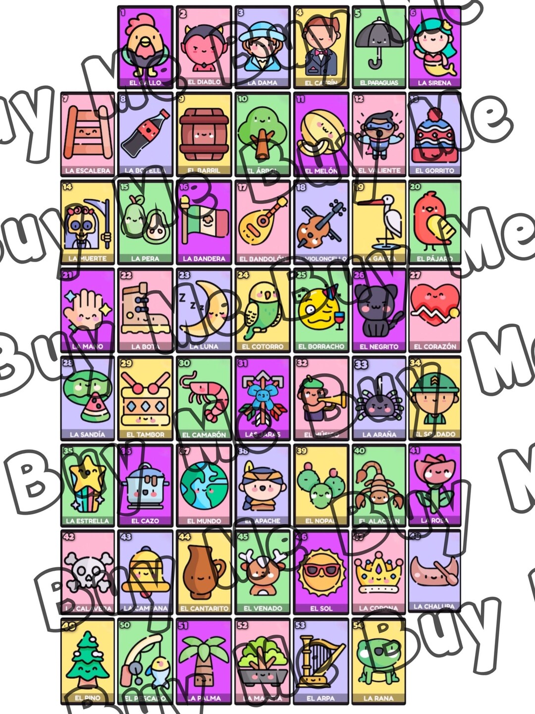 Cute Loteria Figures All 54 Just 1 Image - Etsy