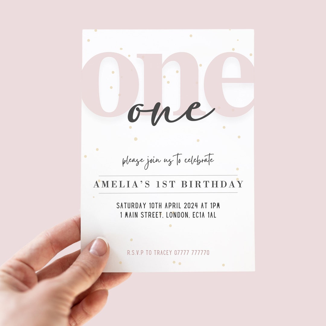 1st Birthday Invitation Blush Pink First Birthday Invite 1st Birthday ...