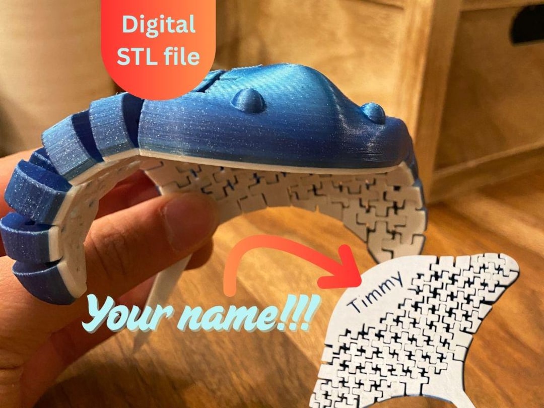 Personalized Flexible Stingray STL File, 3D Print in Place, Articulated ...