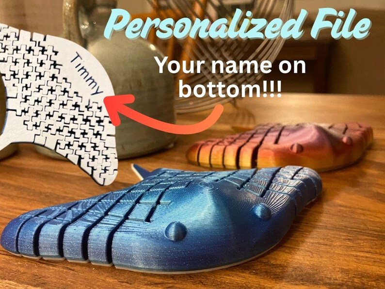 Personalized Flexible Stingray STL File, 3D Print in Place, Articulated ...