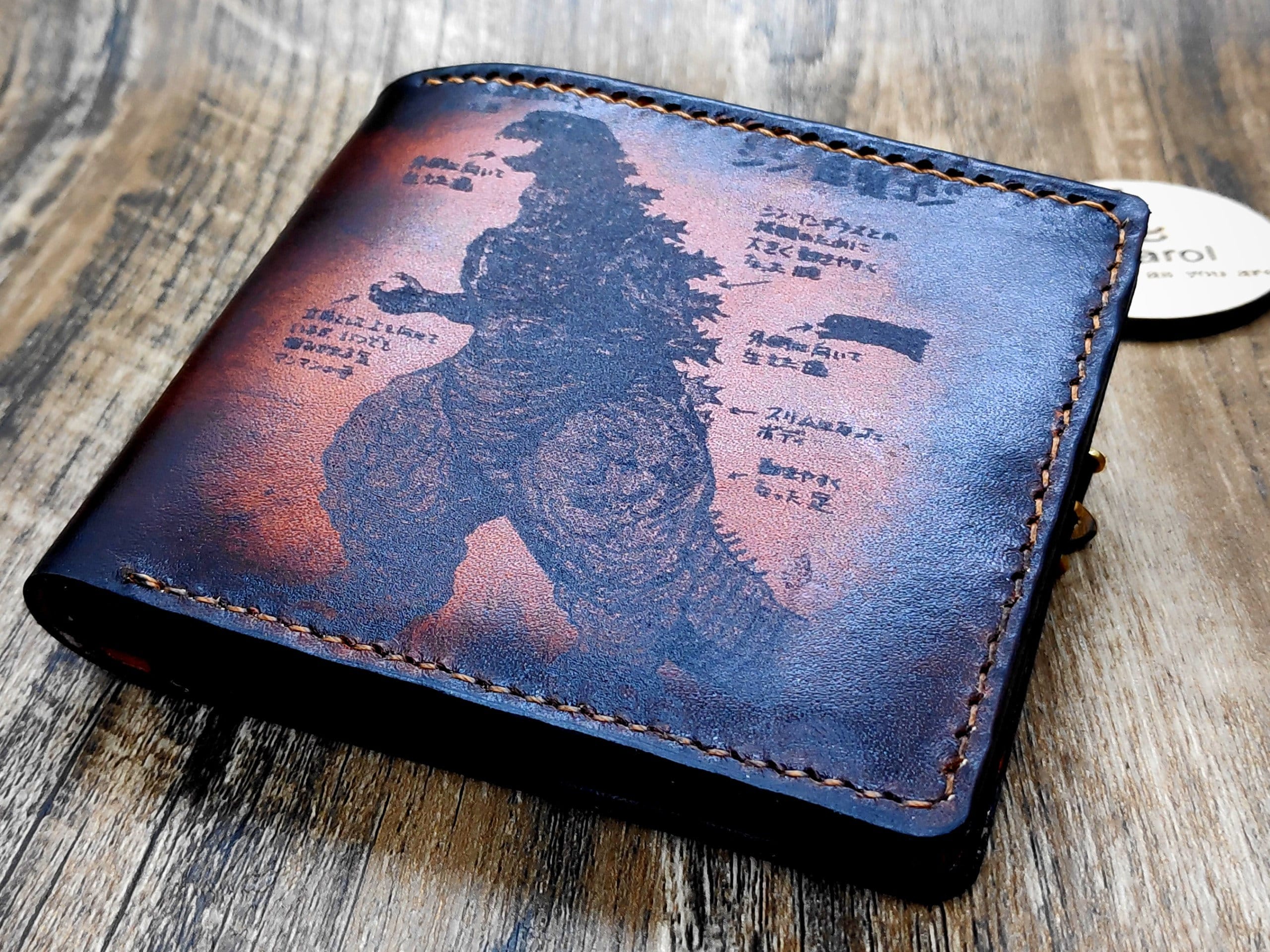 Godzilla custom wallet for men mens wallet godzilla wallet | Etsy