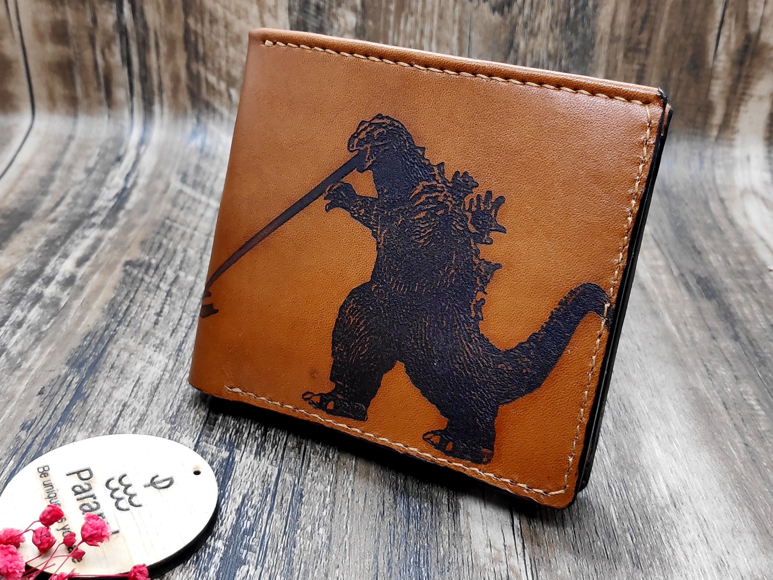 Godzilla Wallet Godzilla Custom Wallet for Men Mens Leather | Etsy