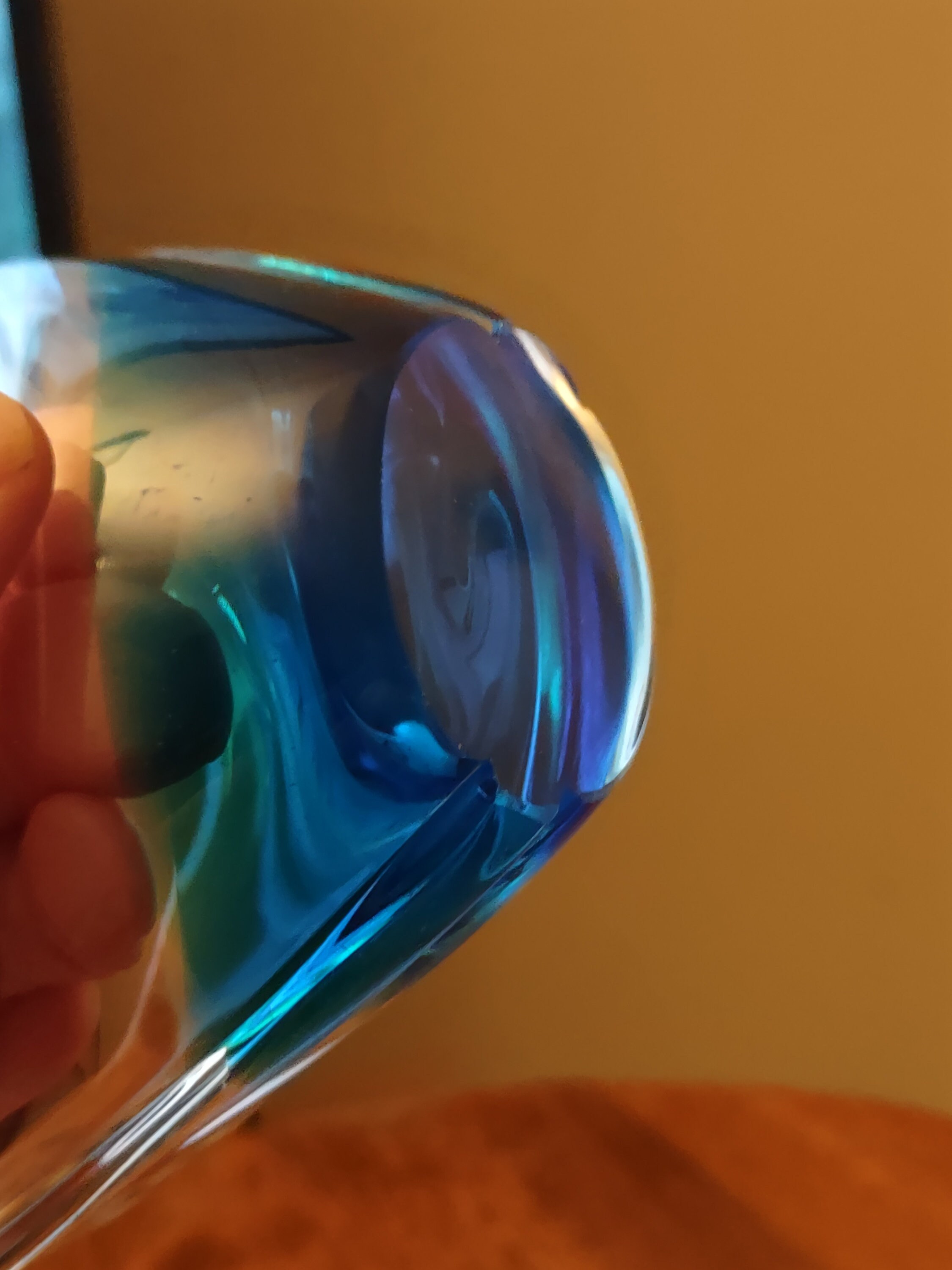 Vintage EDAG Mini Spike and Curl Canadian Blue to Clear Art Glass Art ...