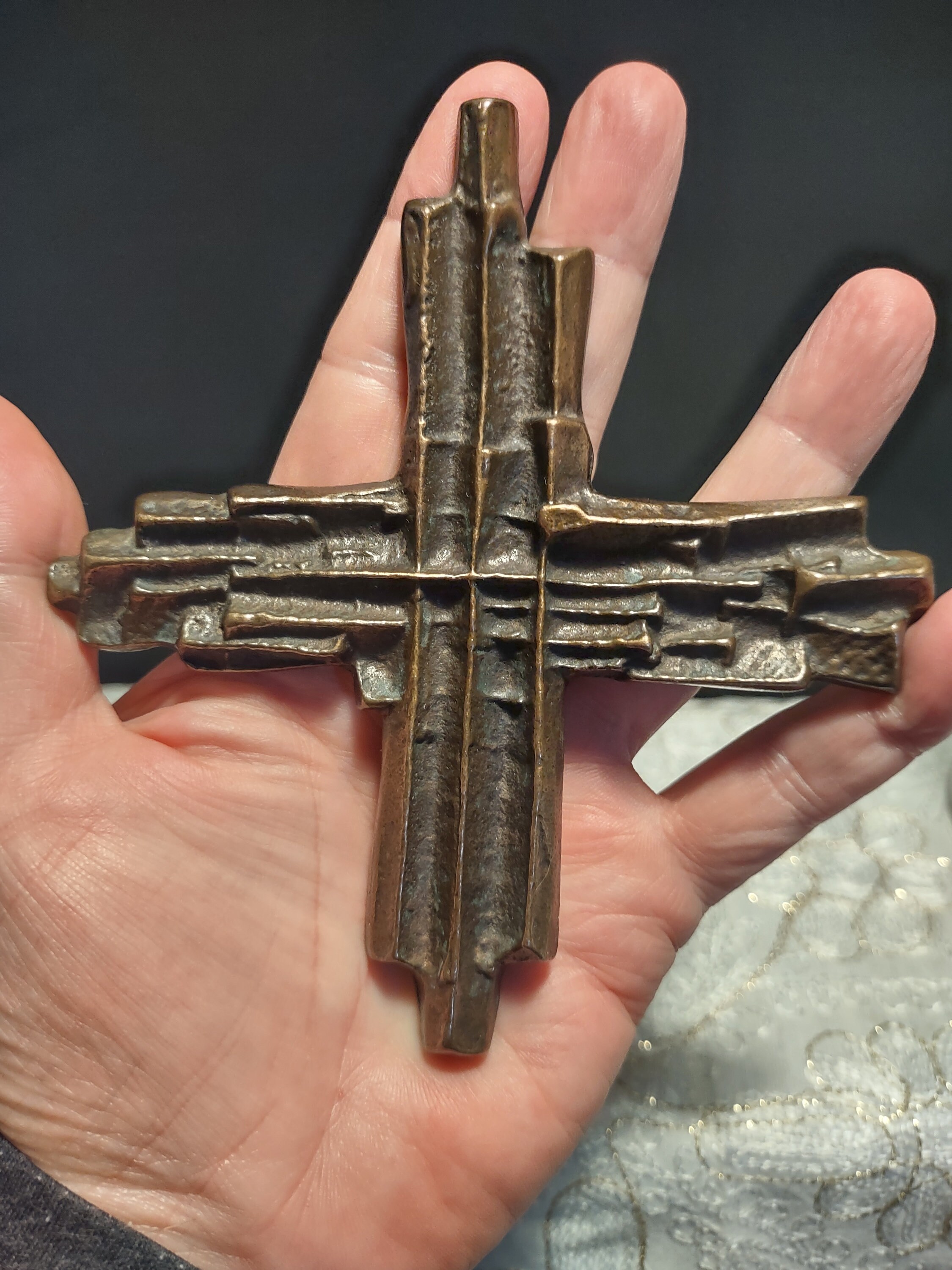 Vintage Brutalist Bronze Wall Crucifix Cross - Etsy