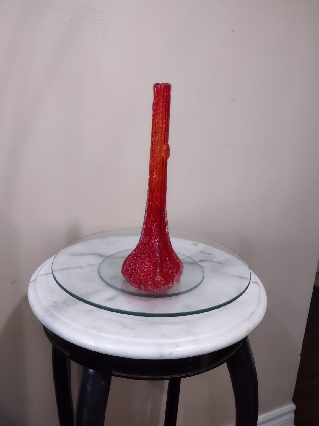 Vintage Japanese Ruby Red Tree Trunk Art Glass Vase Peedee - Etsy