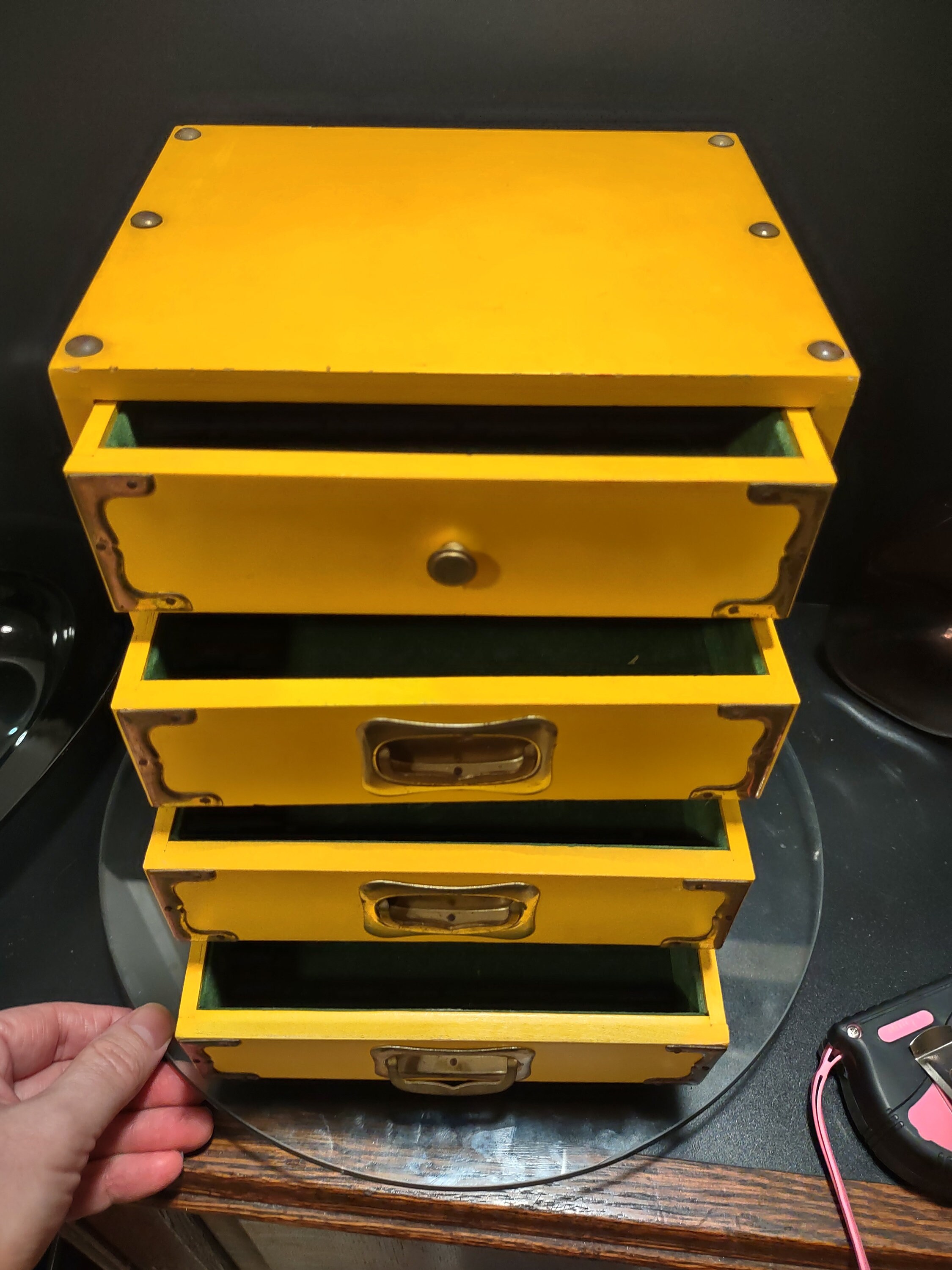 Vibrant MCM Campaign Style Chest Draws Jewellery Music Box - Etsy