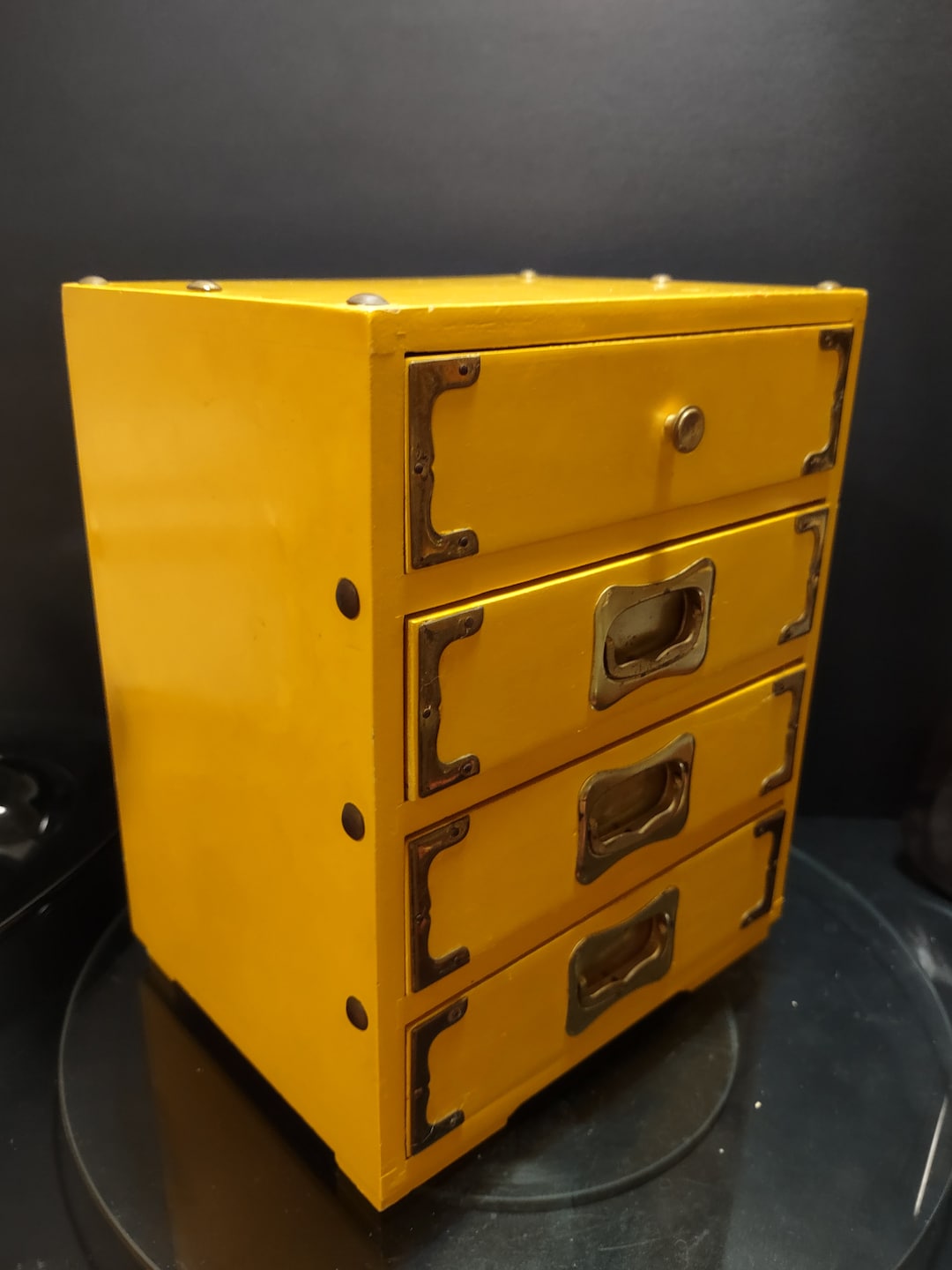 Vibrant MCM Campaign Style Chest Draws Jewellery Music Box - Etsy