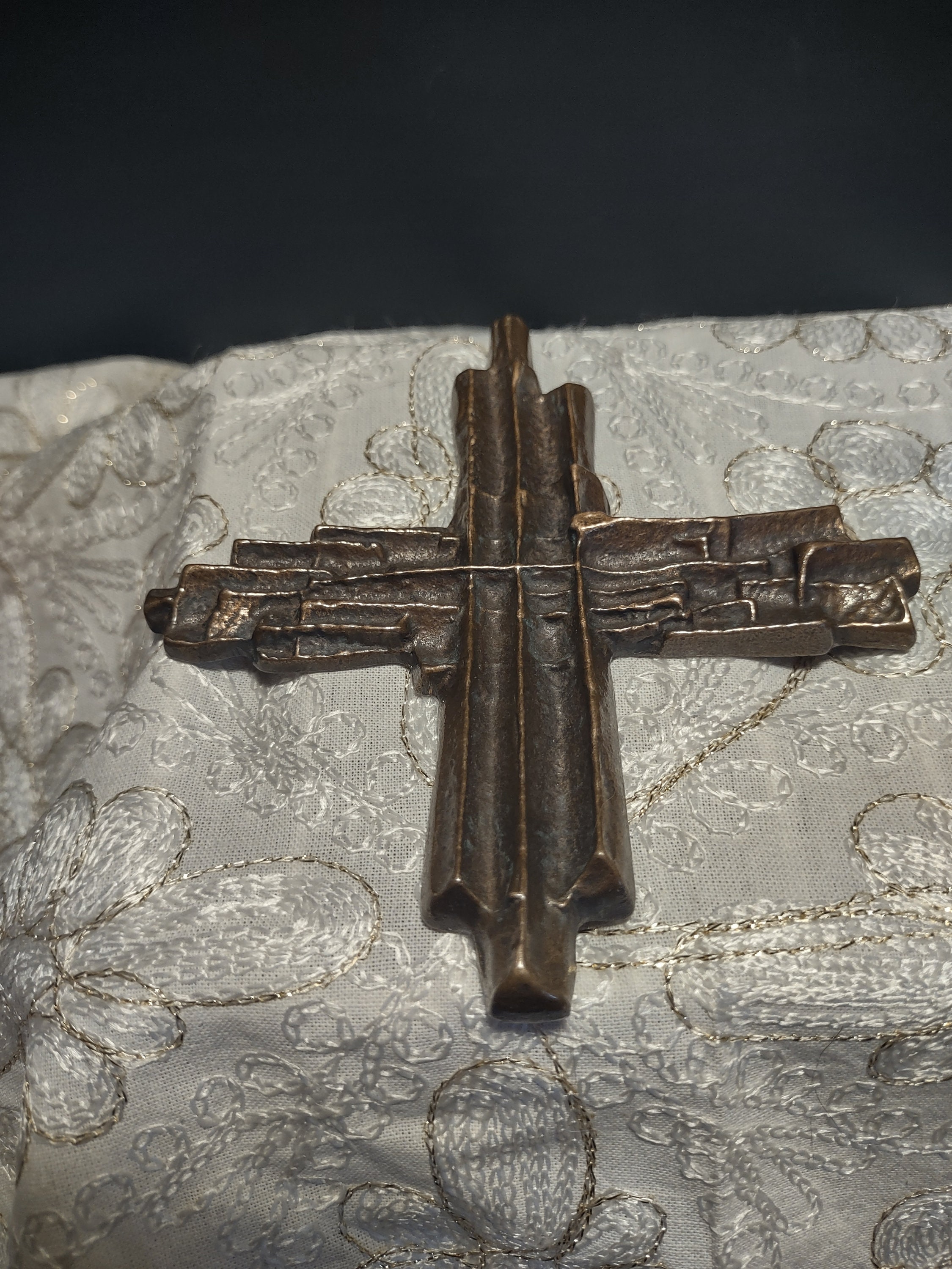 Vintage Brutalist Bronze Wall Crucifix Cross - Etsy