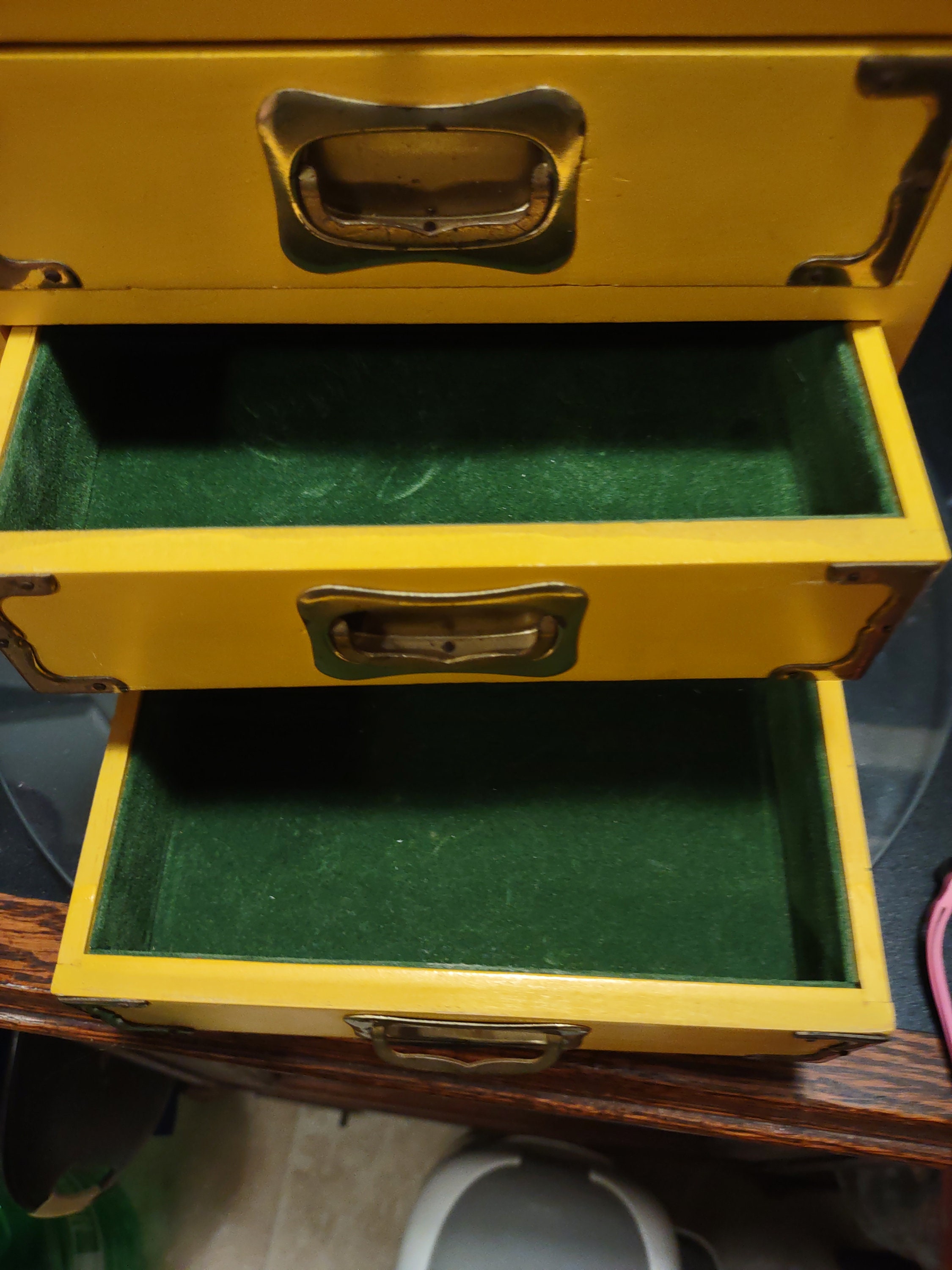 Vibrant MCM Campaign Style Chest Draws Jewellery Music Box - Etsy