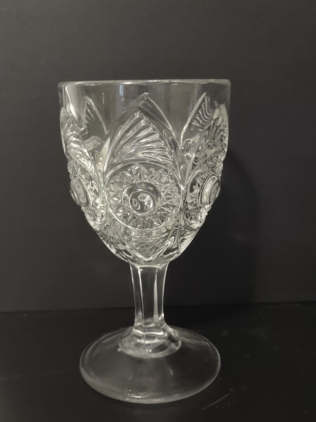Fabulous Example of the US Glass EAPG Water Goblet Bull's Eye and Fan ...