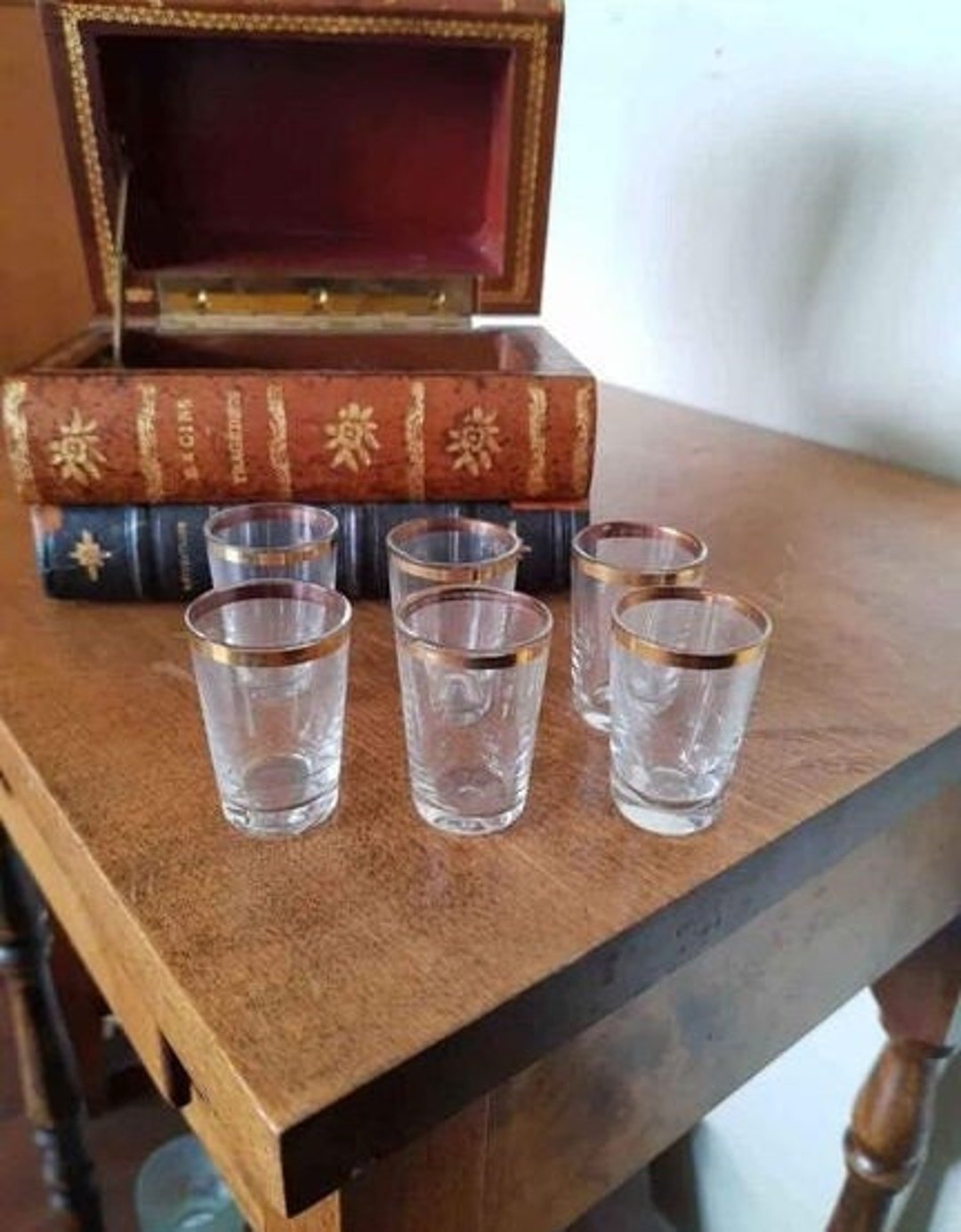 Prohibition Era Hidden Shot Glass Set Leather Bound Books - Etsy