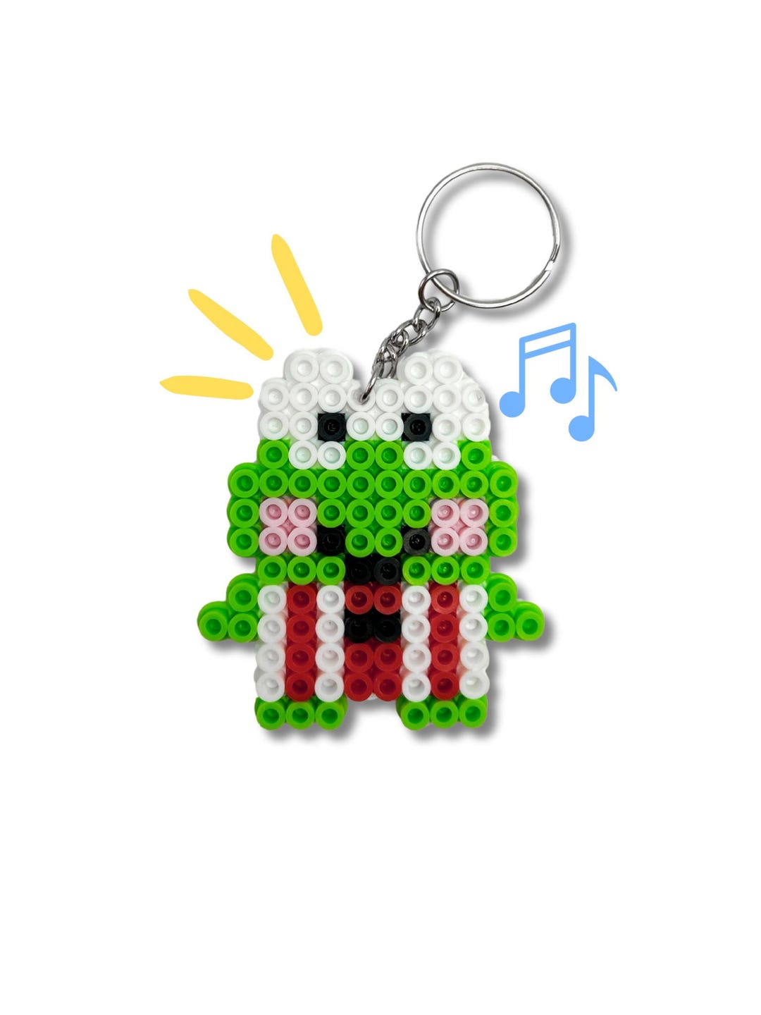 Keroppi Frog Perler Bead Keychain – Handmade Sanrio-inspired Pixel Art ...