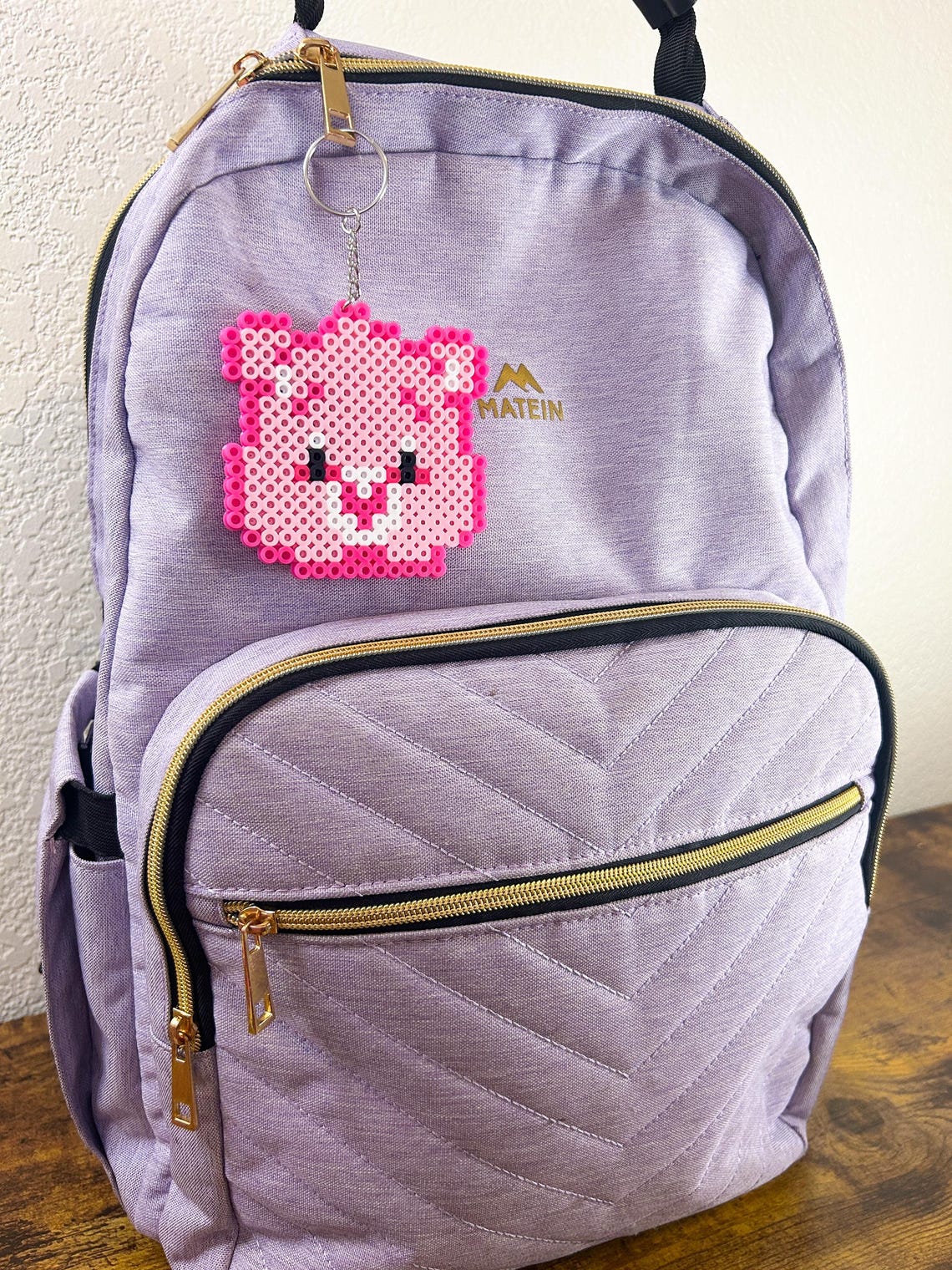 Cheer Bear Perler Bead Keychain – Pastel Kawaii Cartoon-inspired Gift ...