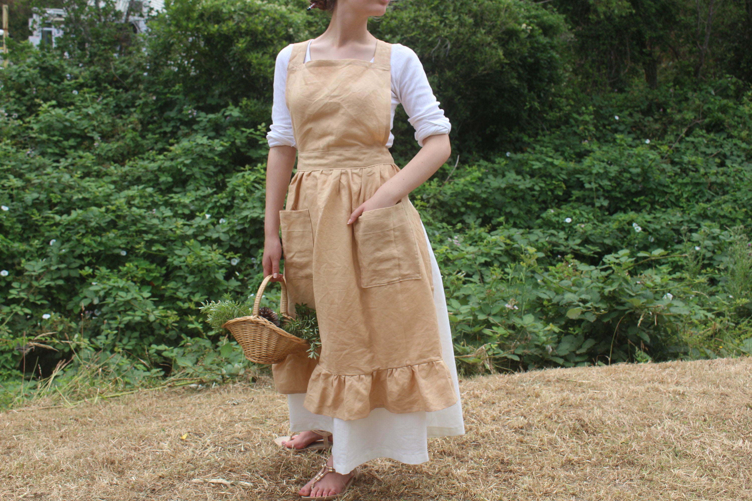 Linen Vintage Apron Handmade Farm Inspired Cottage Core Full Apron ...