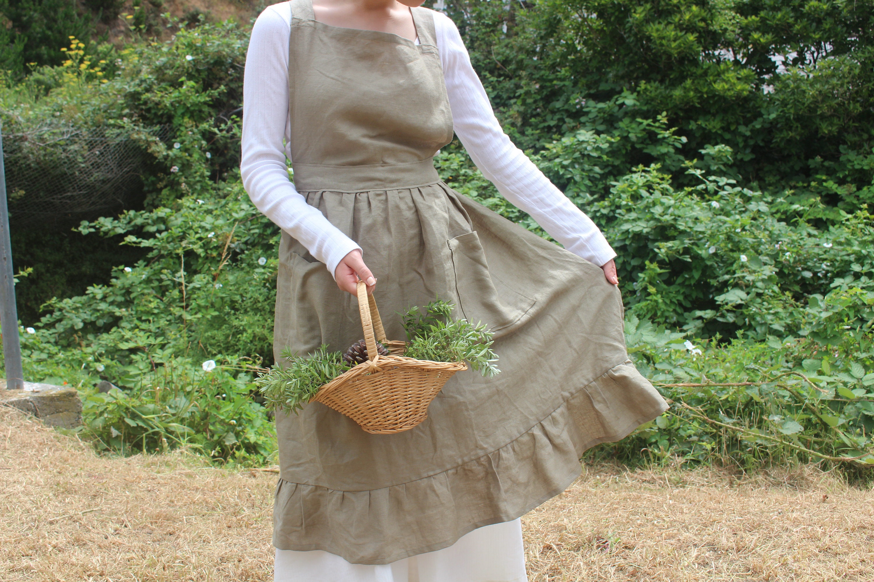 Linen Vintage Apron Handmade Farm Inspired Cottage Core Full Apron ...