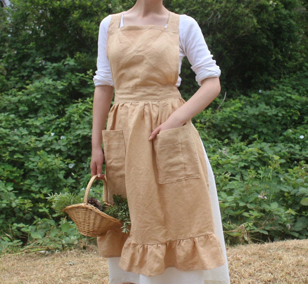 Apron Dress Handmade Linen Apron Gift for Friend Apron Homemaker Apron ...