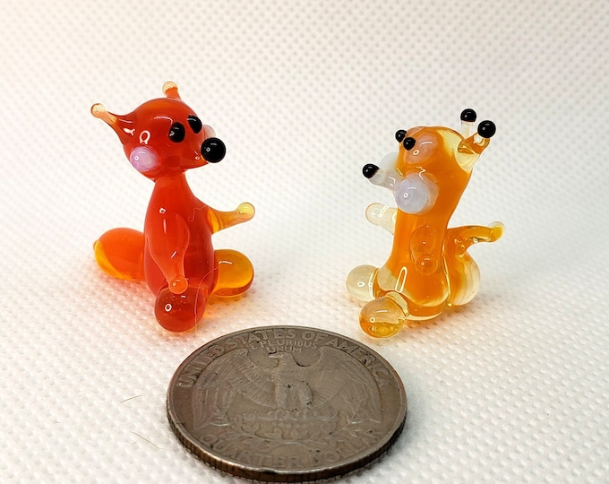 Handmade Blown Glass Small Animal Figurine Orange FOX - Etsy