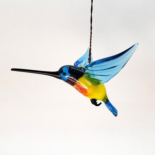 Glass Hummingbird Figurine Flying Birds Hummingbird Glass - Etsy