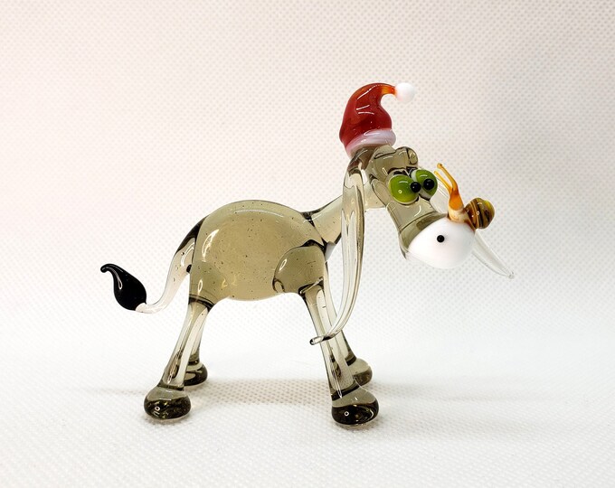 Donkey With Snail, Blown Glass Donkey, Donkey Figurine Collection, Art ...