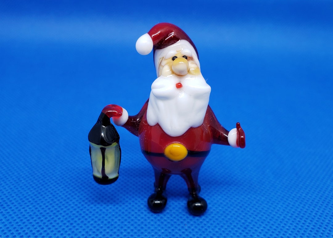 Santa Claus With a Lantern, Blown Glass, Art Glasst, Santa Claus ...