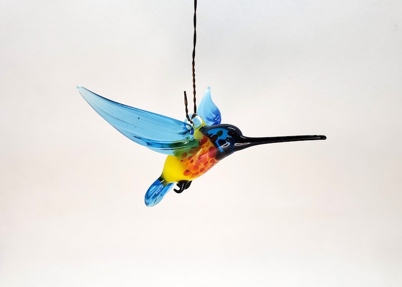 Hummingbird Figurine, Flying Birds Hummingbird, Glass Animals, Hand ...