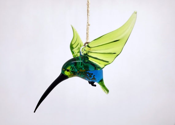 Glass Hummingbird Figurine Flying Birds Hummingbird Glass - Etsy
