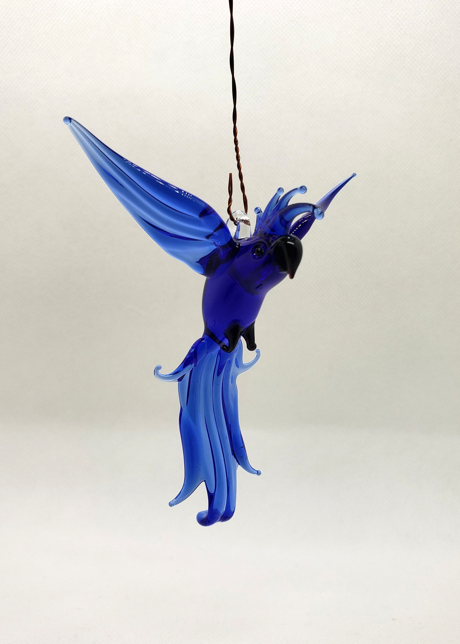 Glass Blue Parrot Figurine Cockatoo Parrot Figure Flying - Etsy