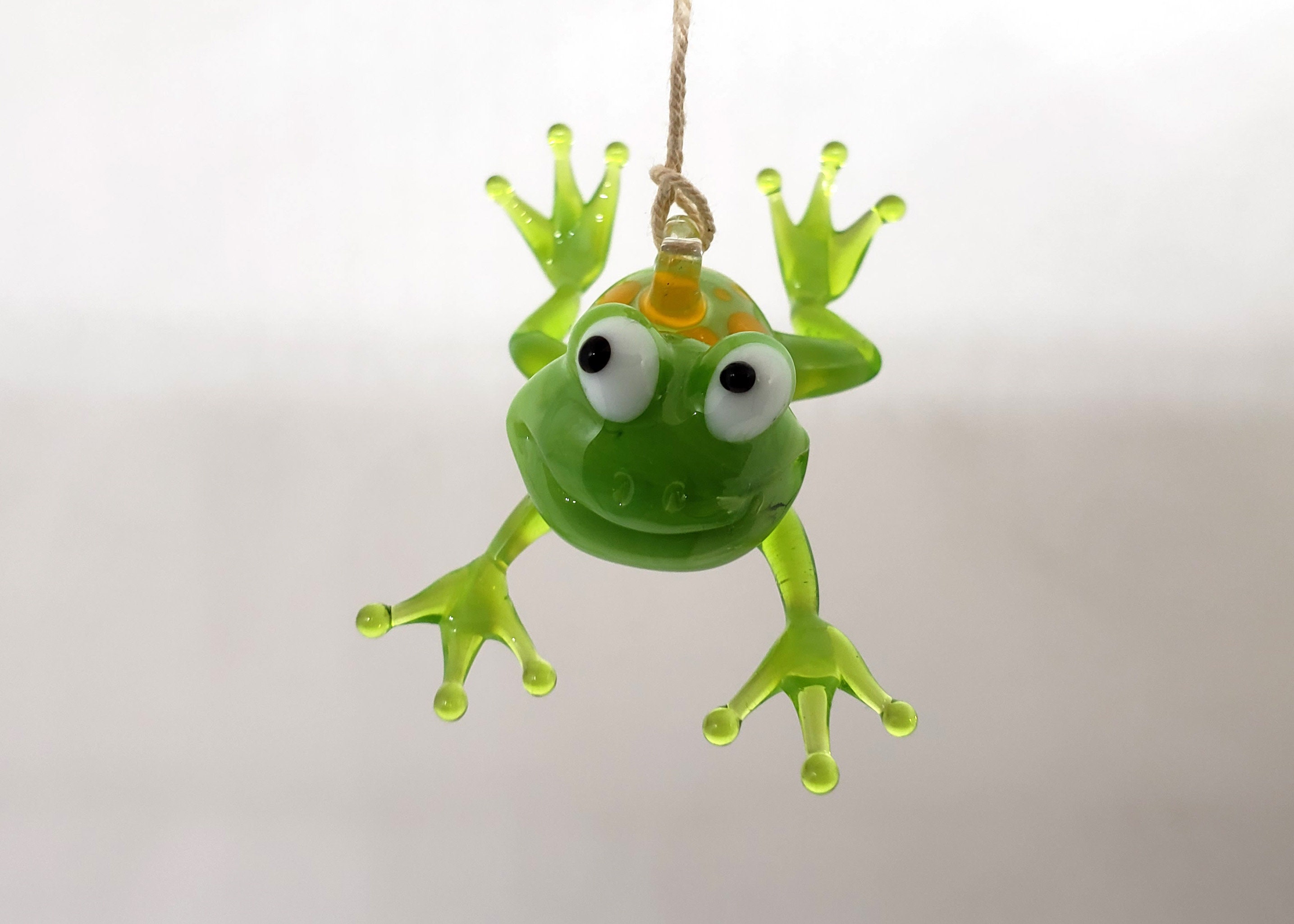 Hanging Frog, Frog With Hanging Loop, Glass Frog Miniature, Handblown ...