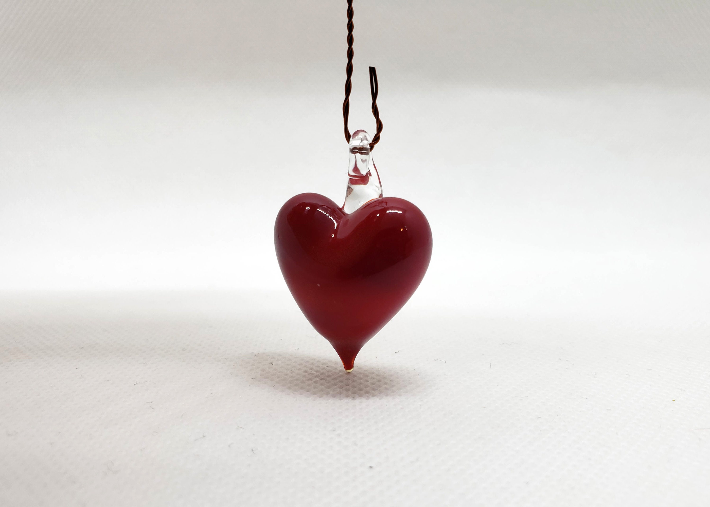 Heart Shaped Glass Pendant, Glass Heart Lampwork, Love Necklace, Gift ...