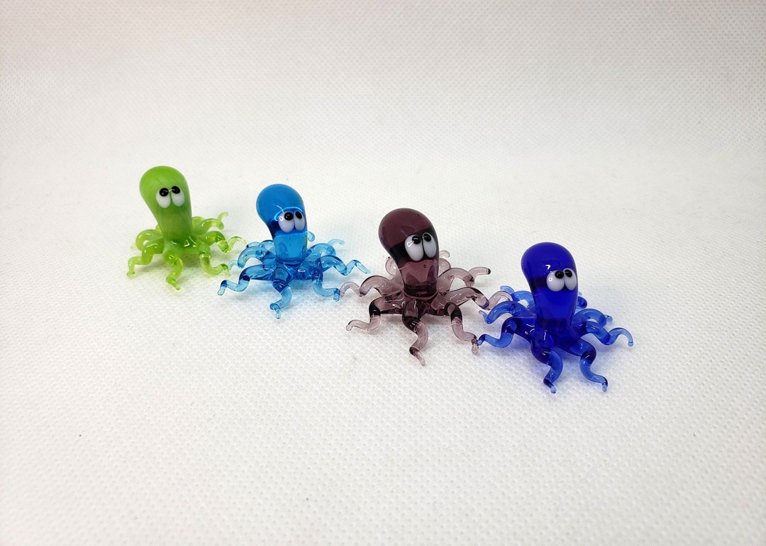 Glass Miniature Octopus, Small Glass Octopus, Miniature Octopus, Glass ...