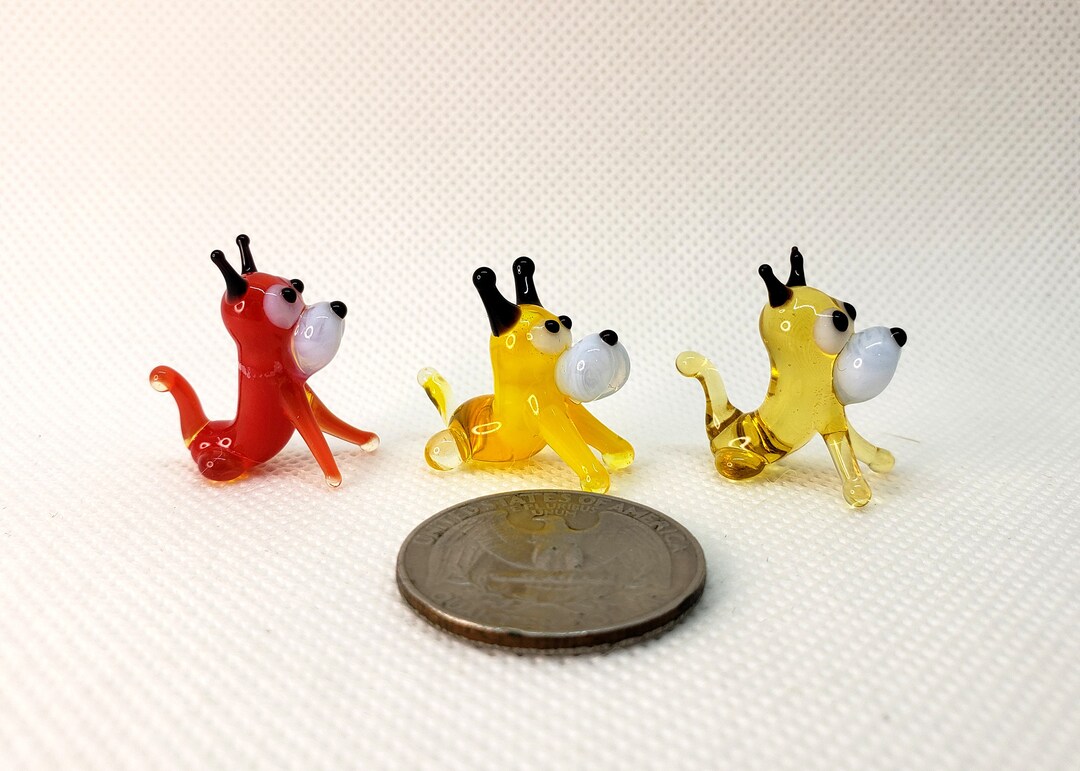 Glass Miniature Dog, Small Glass Figurine, Art Glass Dog, Figurine Dog ...