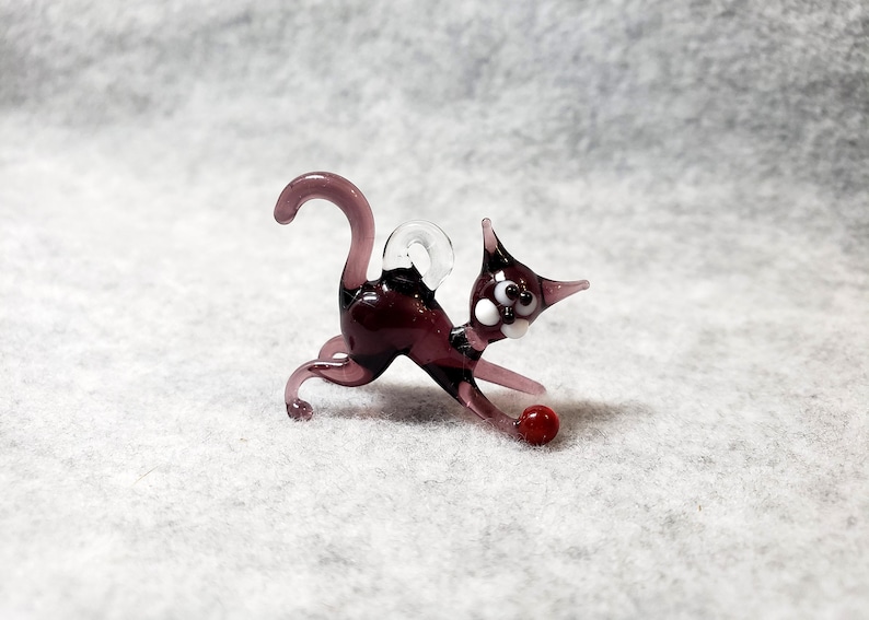 Miniature Cat With Hanging Loop Blown Glass Cat Glass Cat - Etsy