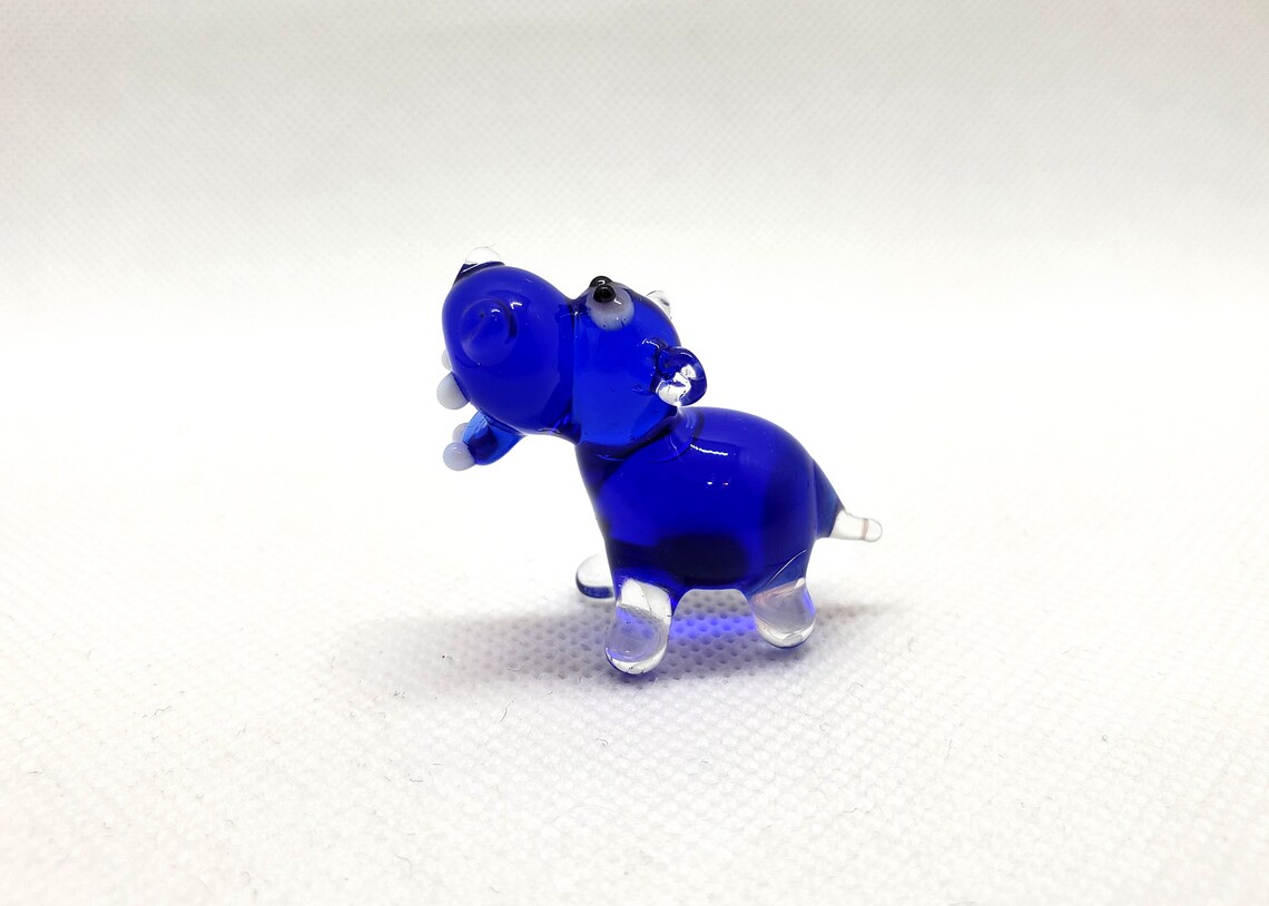 Miniature Hippo Figurine Blown Glass Hippo Glass Hippo - Etsy