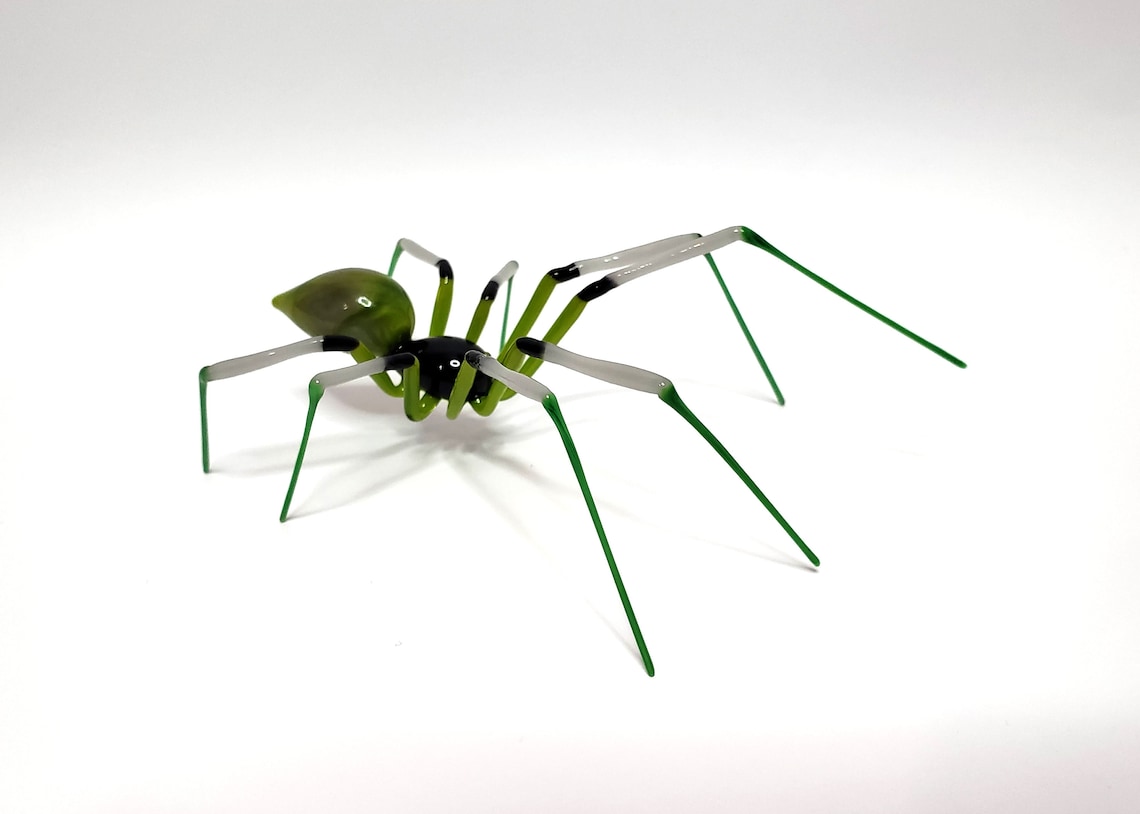 Glass Green Spider Figurine Blown Glass Spider Handblown | Etsy