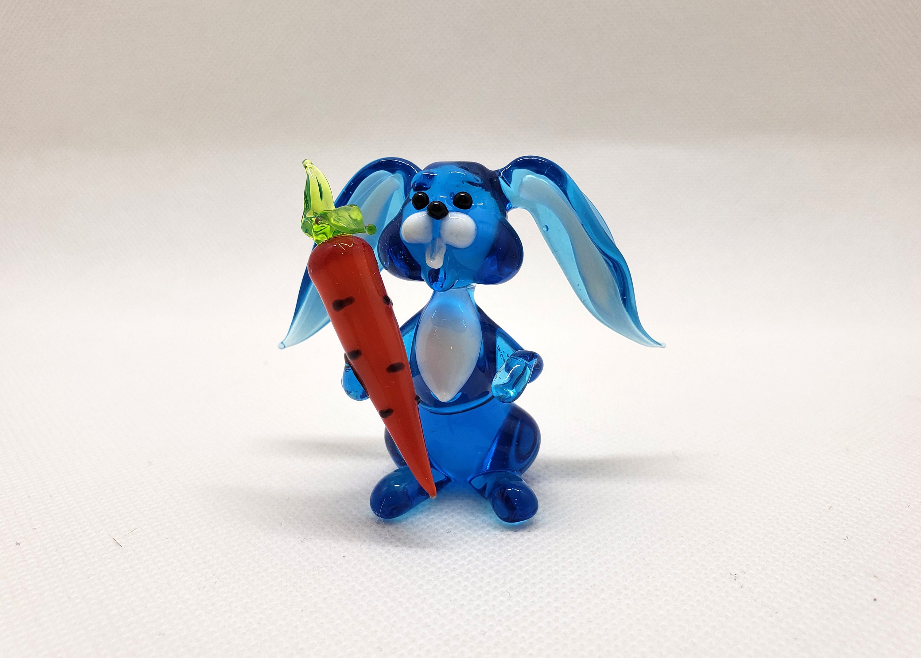 Glass Rabbit With Carrot Blown Glass Rabbit Glass Miniature - Etsy