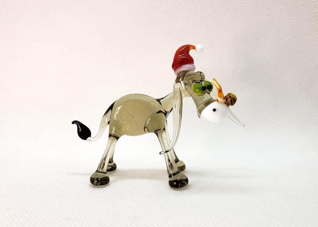 Donkey With Snail, Blown Glass Donkey, Donkey Figurine Collection, Art ...