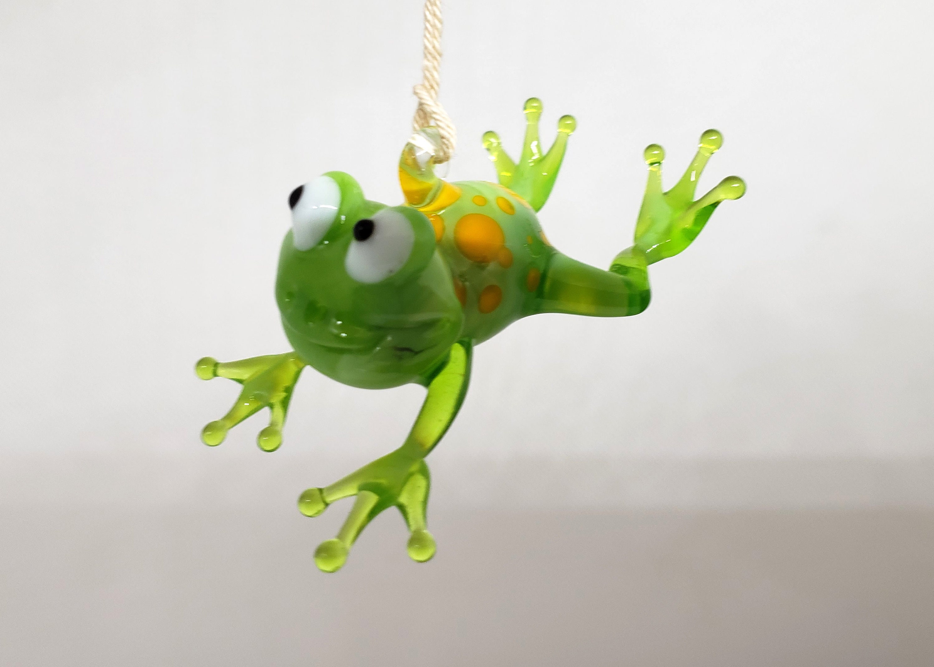 Hanging Frog, Frog With Hanging Loop, Glass Frog Miniature, Handblown ...
