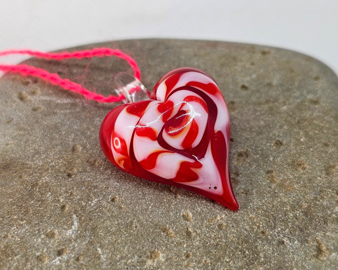 Beautiful Glass Pendant in the Shape of a Heart, Glass Heart Lampwork ...