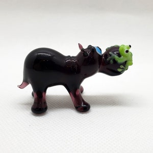 Handmade Glass Hippo Figurine - Blown Glass Hippo - Glass Hippo ...