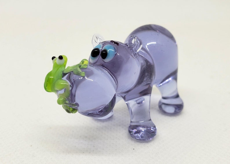 Handmade glass Hippo figurine Blown Glass Hippo Glass | Etsy