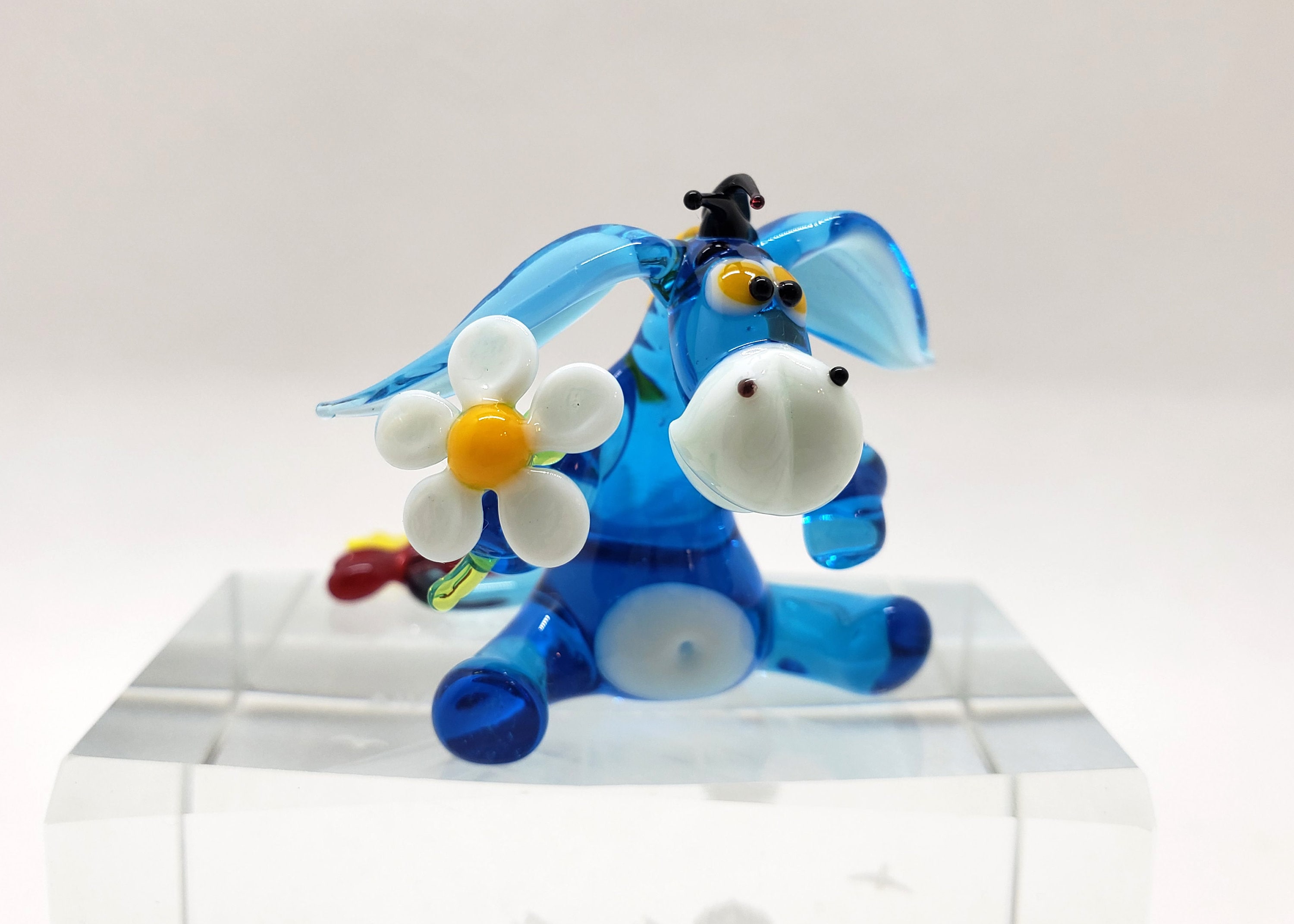 Blue Donkey, Blown Glass Donkey, Donkey Figurine Collection, Art Glass ...