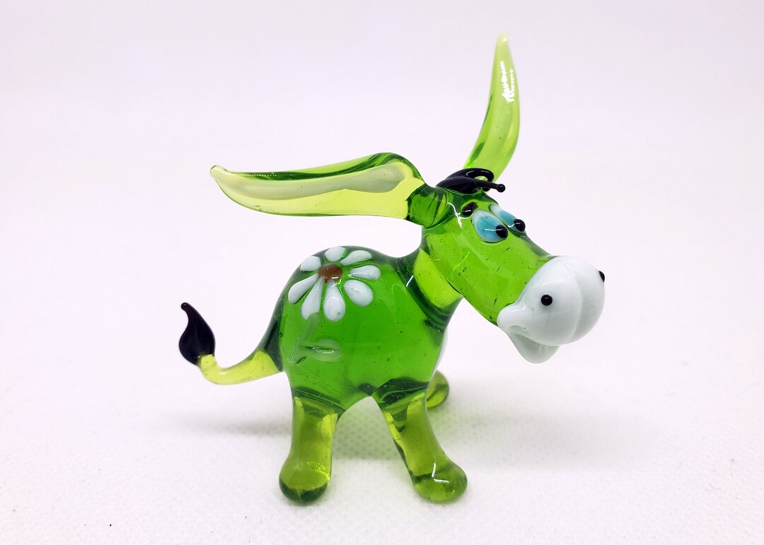Green Donkey Figurine, Blown Glass Donkey Figure, Donkey Figurine ...