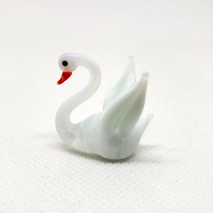 Glass Miniature Swan, Small Glass Figurine, Art Glass Swan, Figurine ...