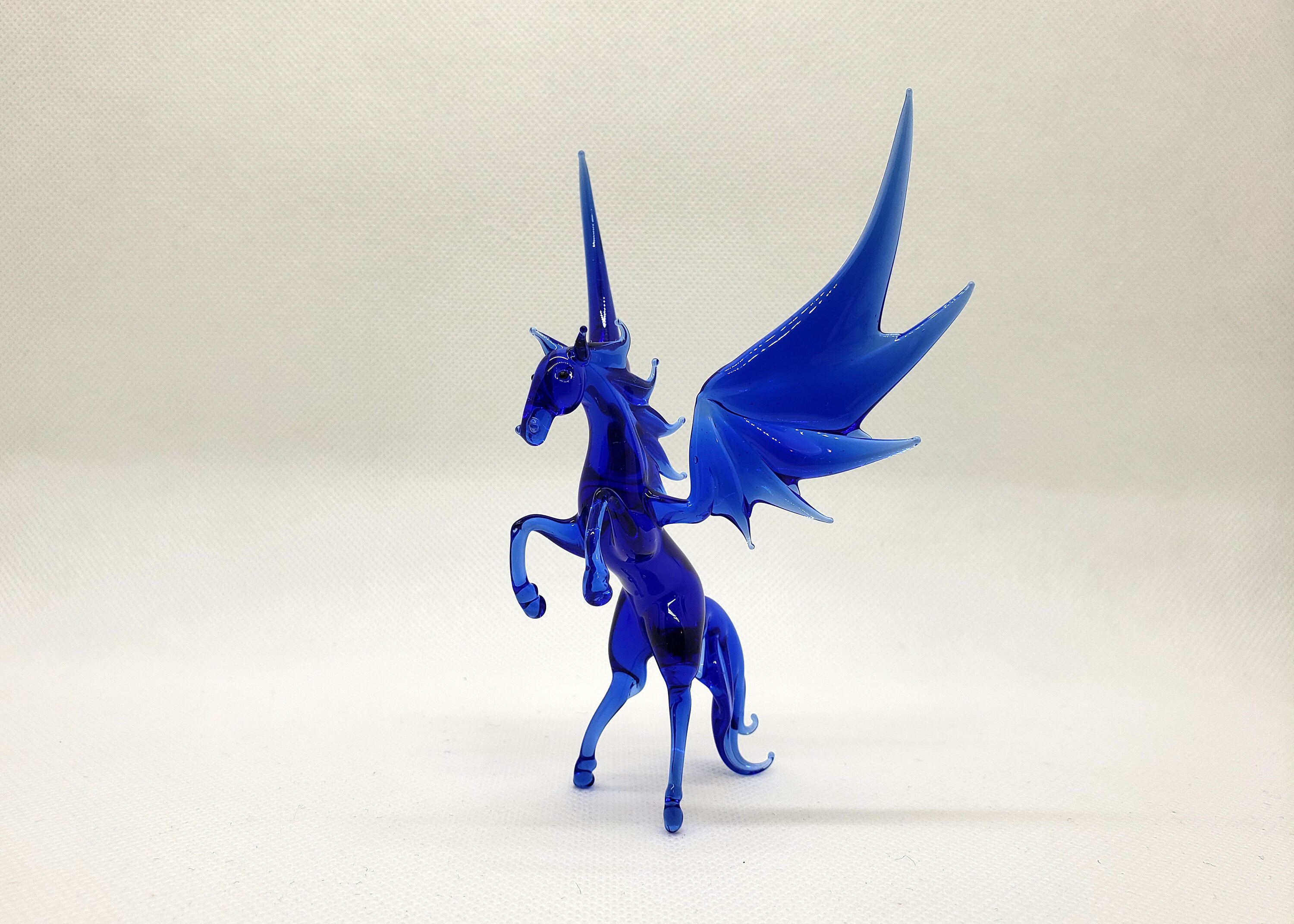 Glass blue Pegasus on its hind legs Glass Winged Horse | Etsy