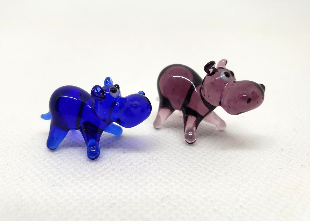 Glass Miniature Hippo - Blown Glass Hippo - Glass Hippo Miniature ...