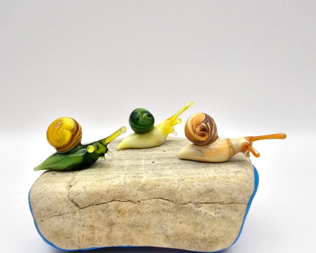 Miniature Glass Snail, Glass Miniature, Small Glass Figurine, Blown ...