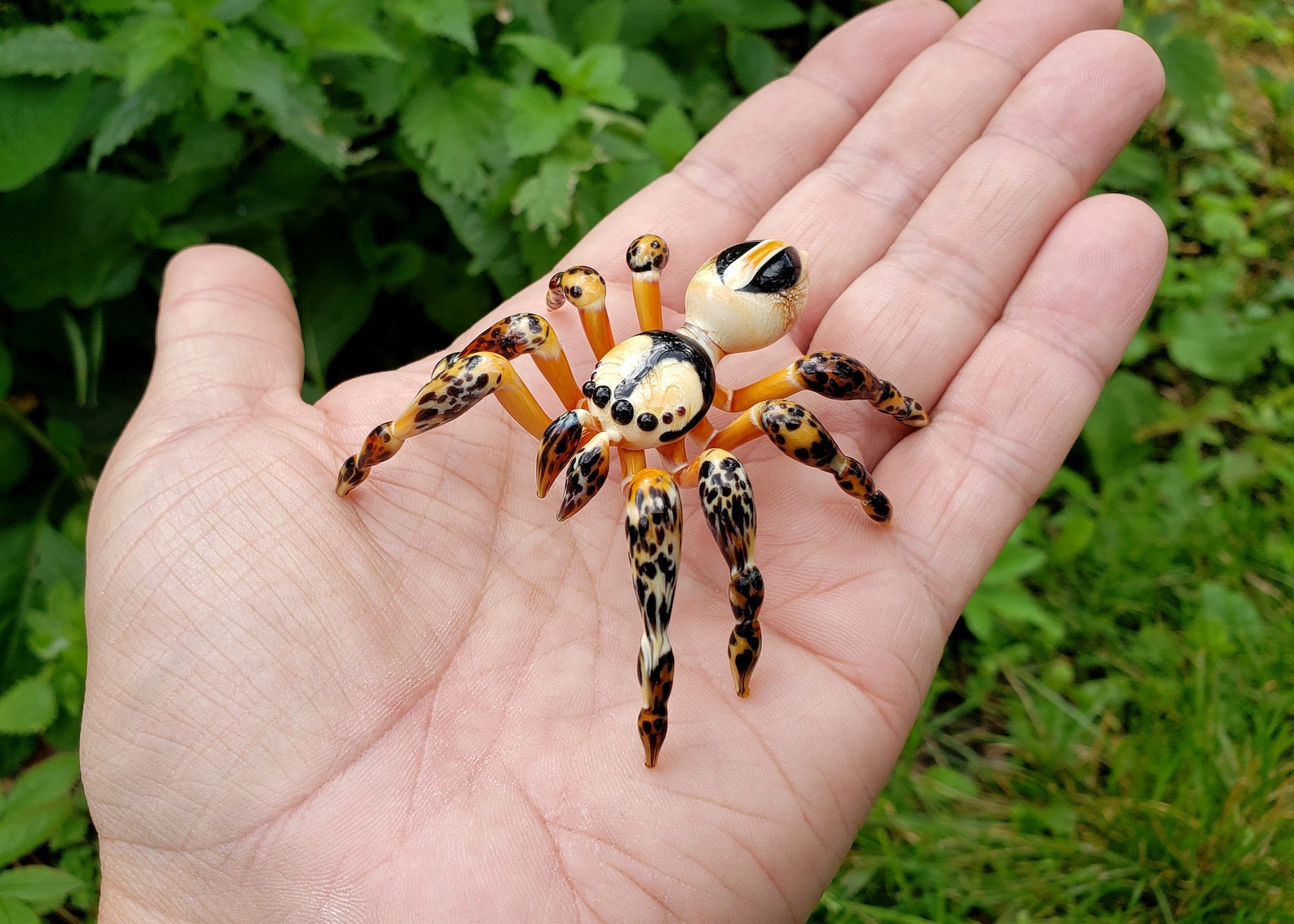 Glass Figurine Brown Jumping Spider, Glass Brown Spider, Handblown ...