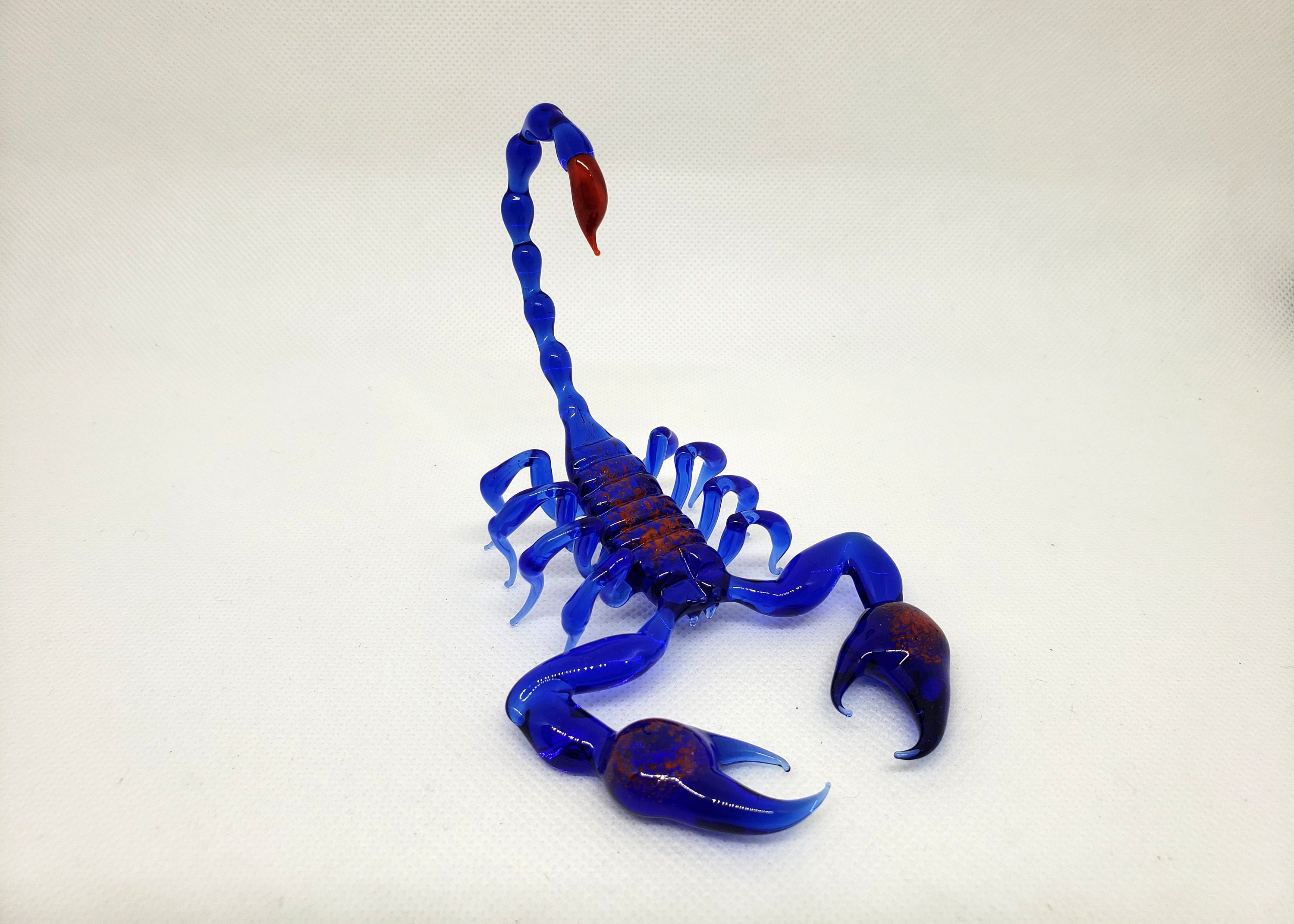 Blue Scorpion Figurine, Blue Glass Scorpion Figurine, Murano Glass ...