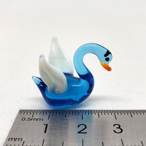 Glass Miniature Swan, Small Glass Figurine, Art Glass Swan, Figurine ...