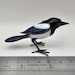 Tiny Glass Magpie Figurine, Handmade Bird Sculpture, Small Black and ...